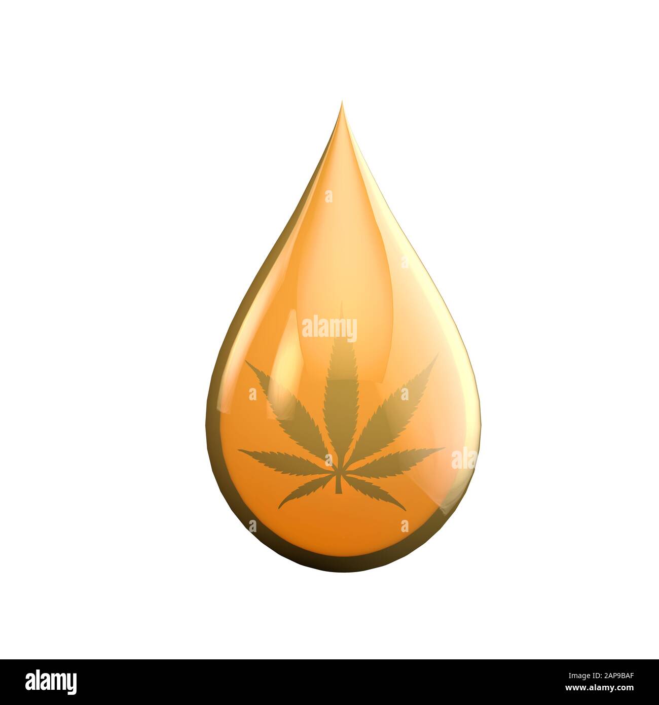 CBD oil drop from marijuana cannabis plant. 3D Rendering Stock Photo ...