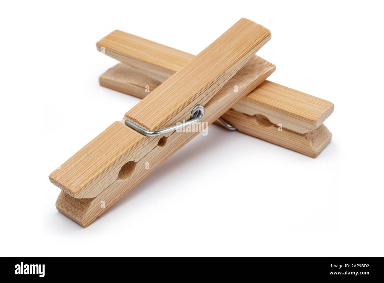 Wooden clothes peg isolated on white background Stock Photo - Alamy