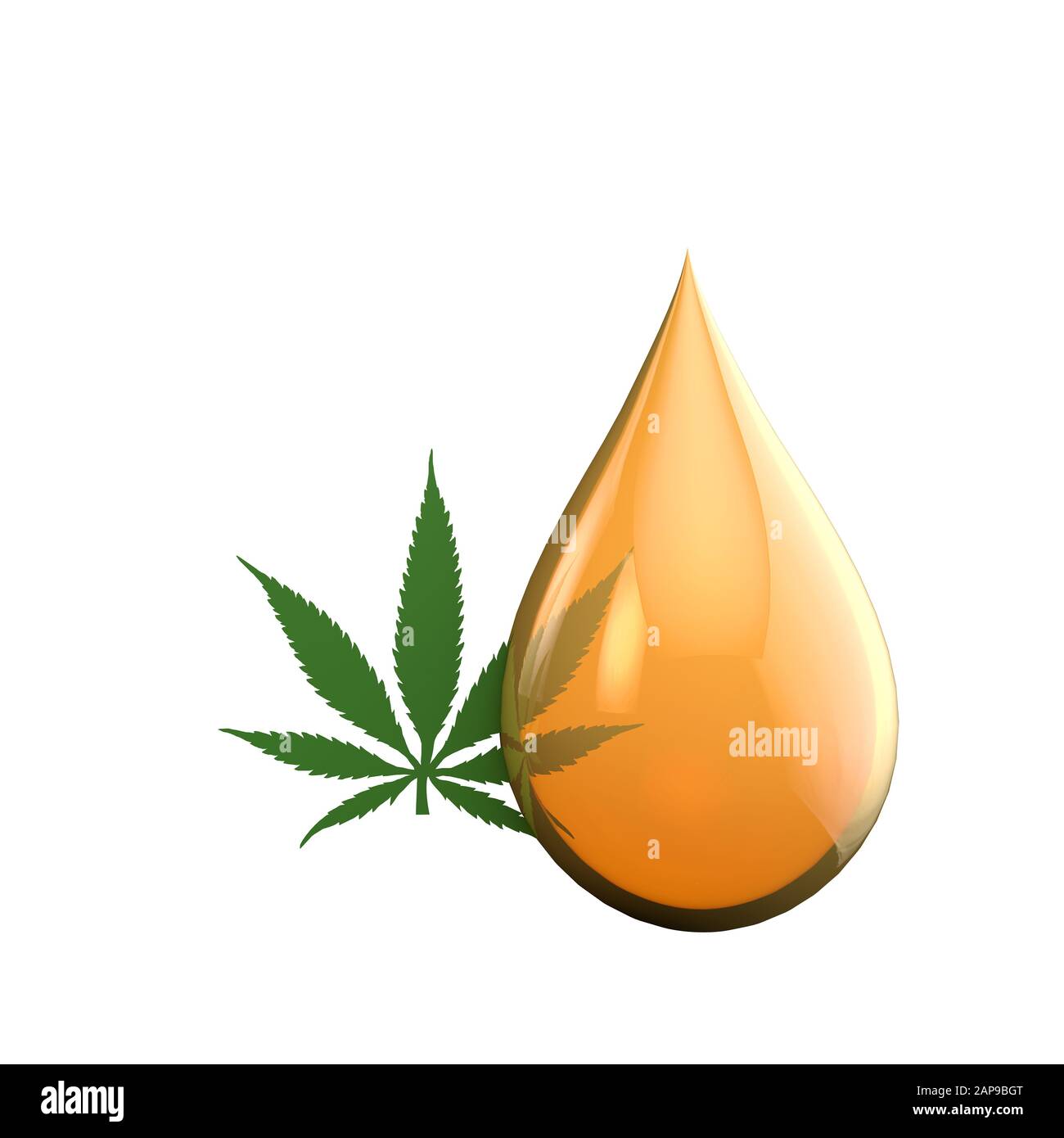 CBD oil drop from marijuana cannabis plant. 3D Rendering Stock Photo ...