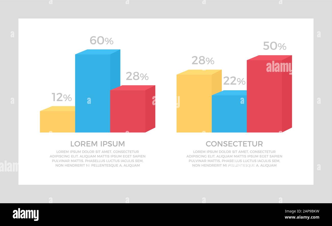 Set of yellow and blue, red elements for infographic presentation ...
