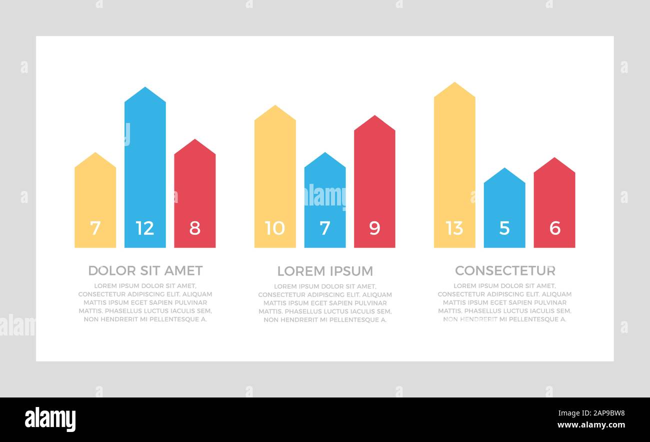 Set of red, blue and yellow elements for infographic presentation ...