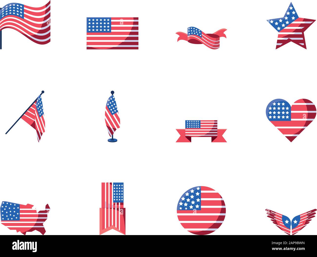 Usa icon set design, United states america independence nation us ...