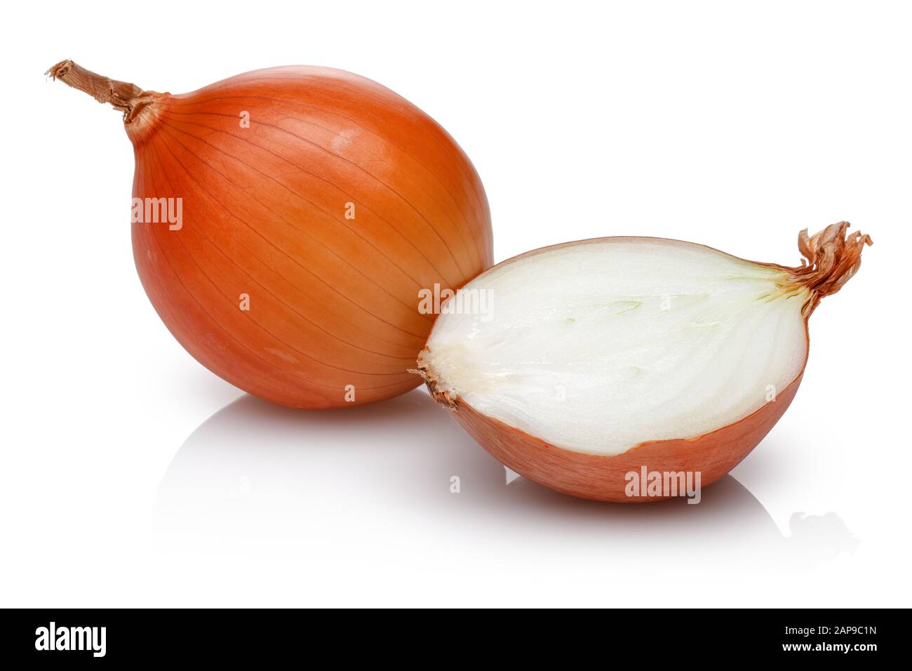 Half and whole onion isolated on white background Stock Photo - Alamy