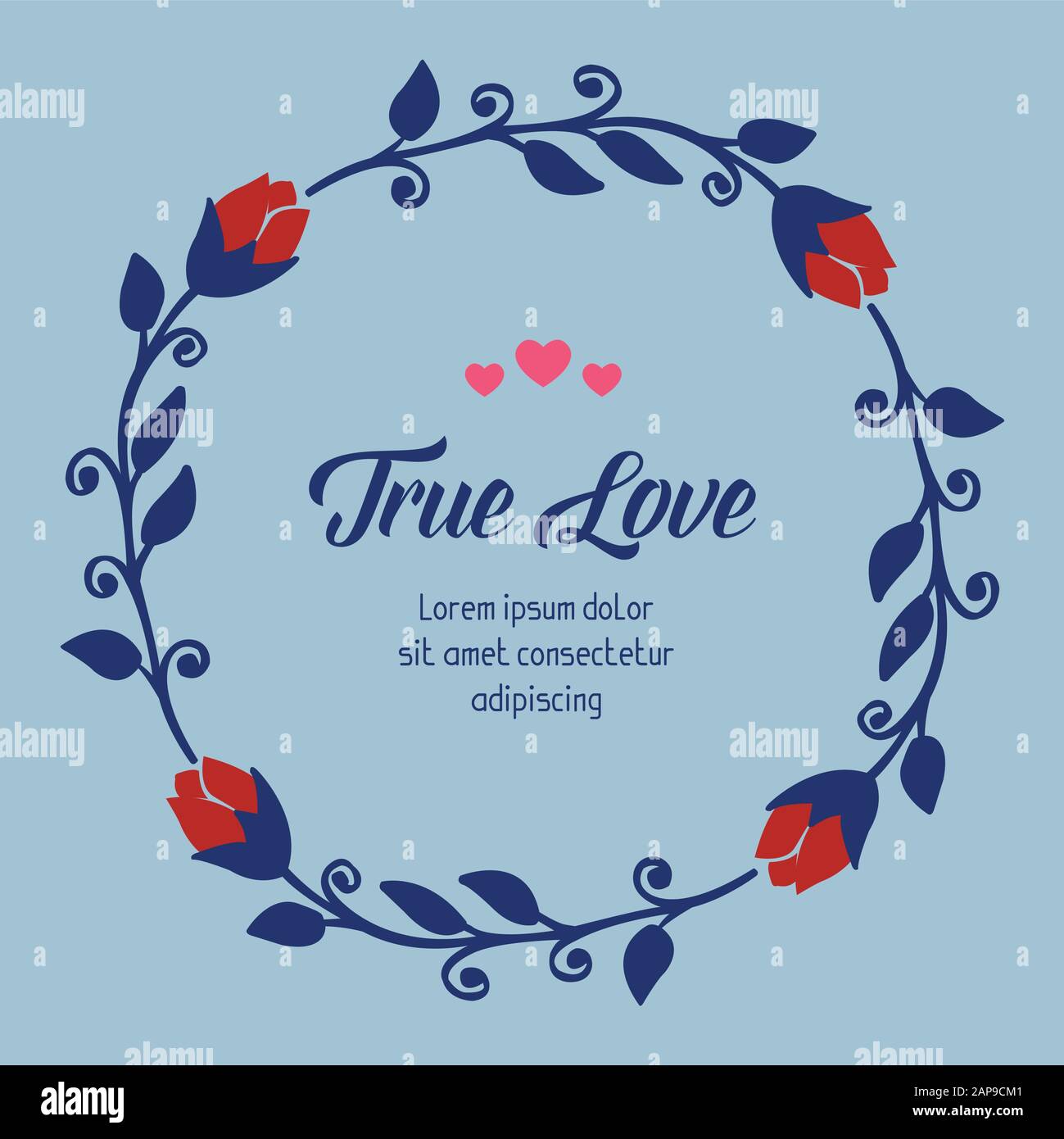 The true love greeting card template decoration, with romantic of leaf ...