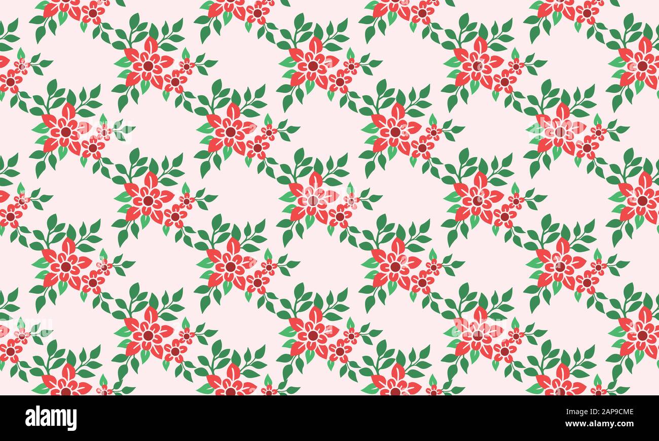 Elegant Christmas Flower pattern background, with leaf and red flower ...