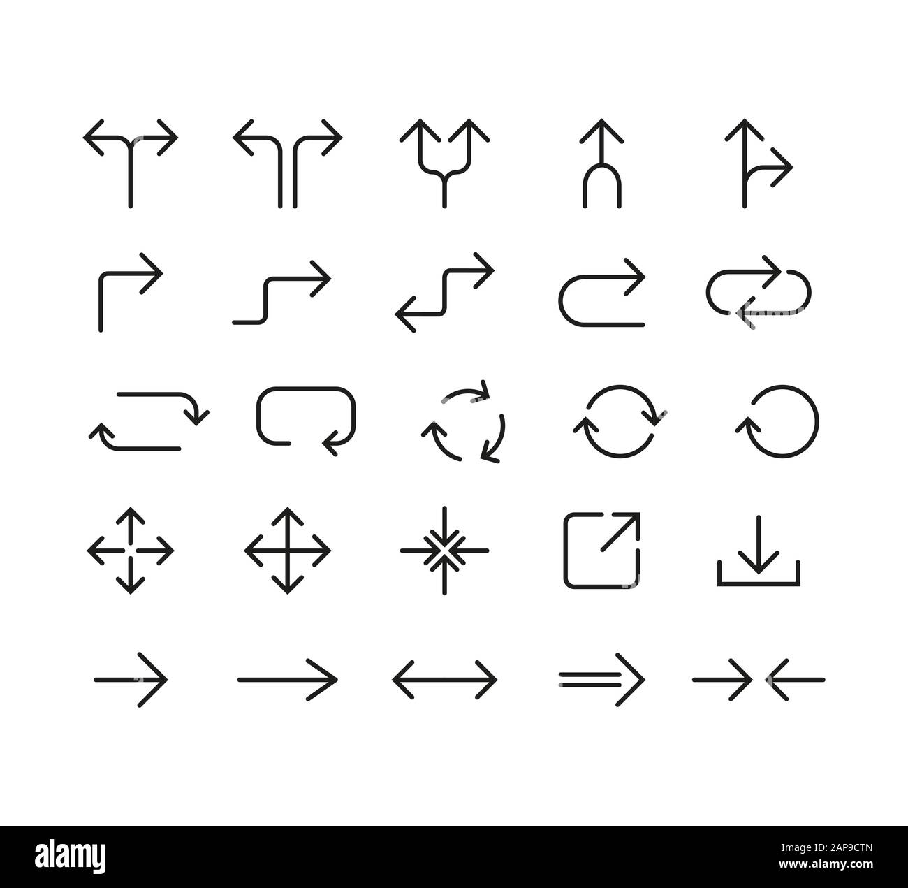 Vector illustration, flat design Line Arrow icon set Stock Vector Image ...