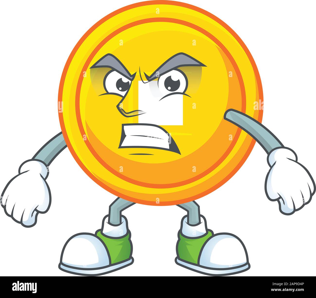 cartoon character of chinese gold coin with angry face Stock Vector ...