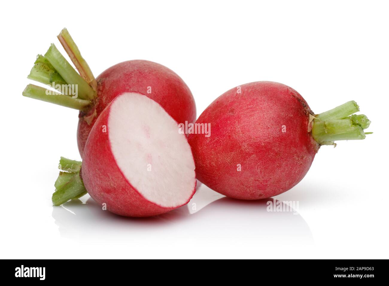 Red radish with slices isolated on white background Stock Photo - Alamy