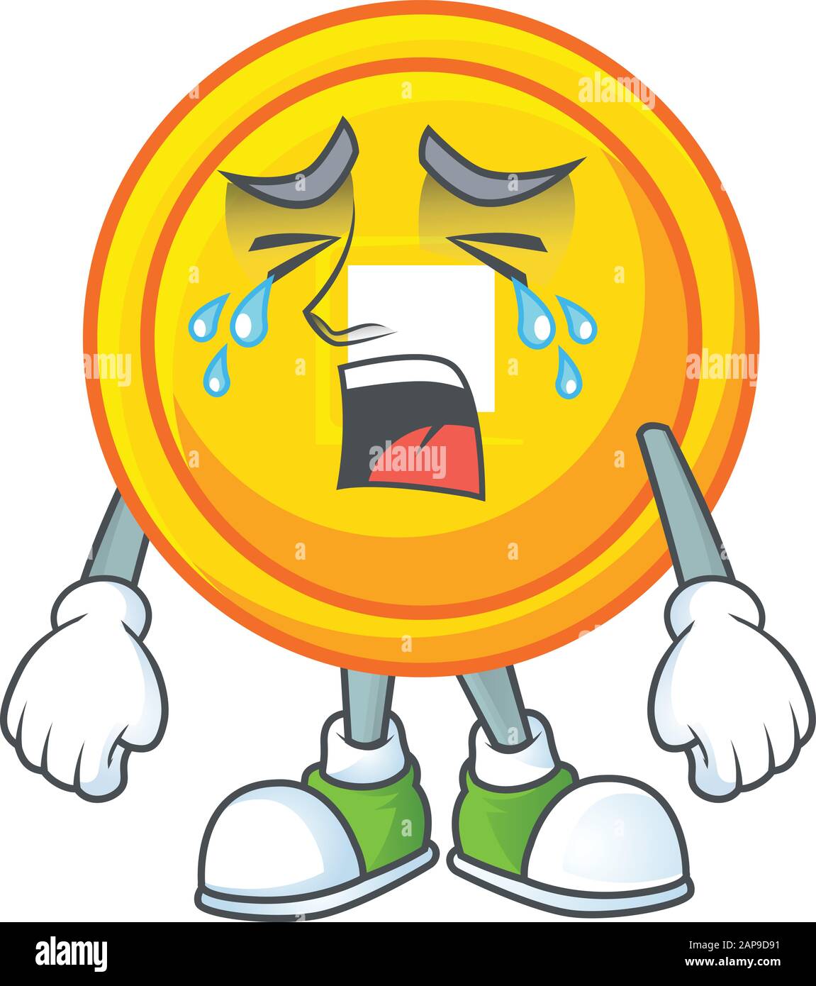 Sad of chinese gold coin cartoon mascot style Stock Vector Image & Art ...