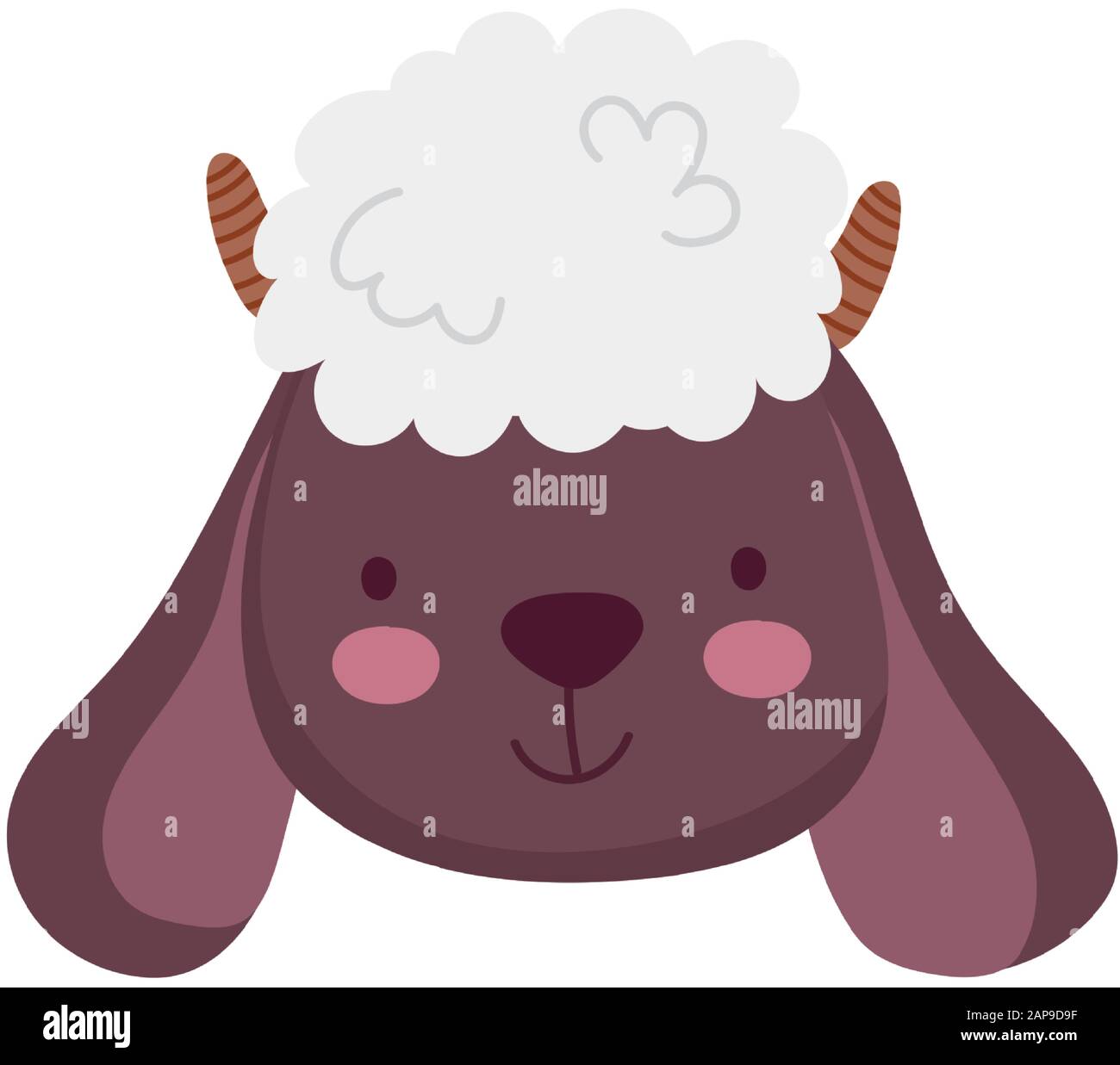 cute sheep face farm animal cartoon vector illustration Stock Vector ...