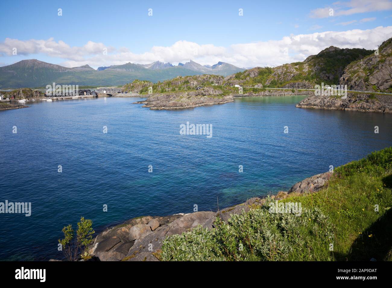 Beautiful fjord view at the famous tourist attraction Hamn Village ...