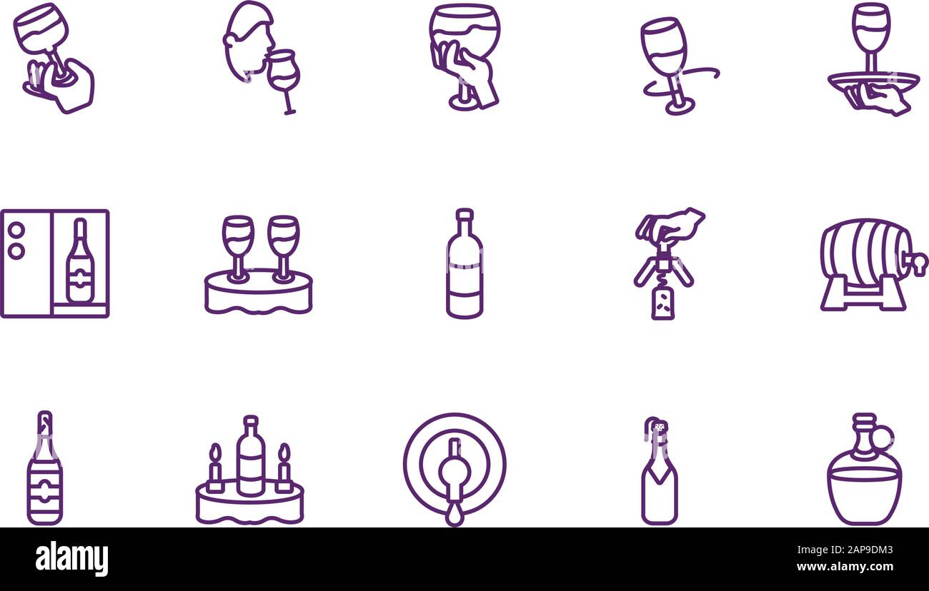 Wine icon set design of Winery alcohol drink beverage restaurant ...