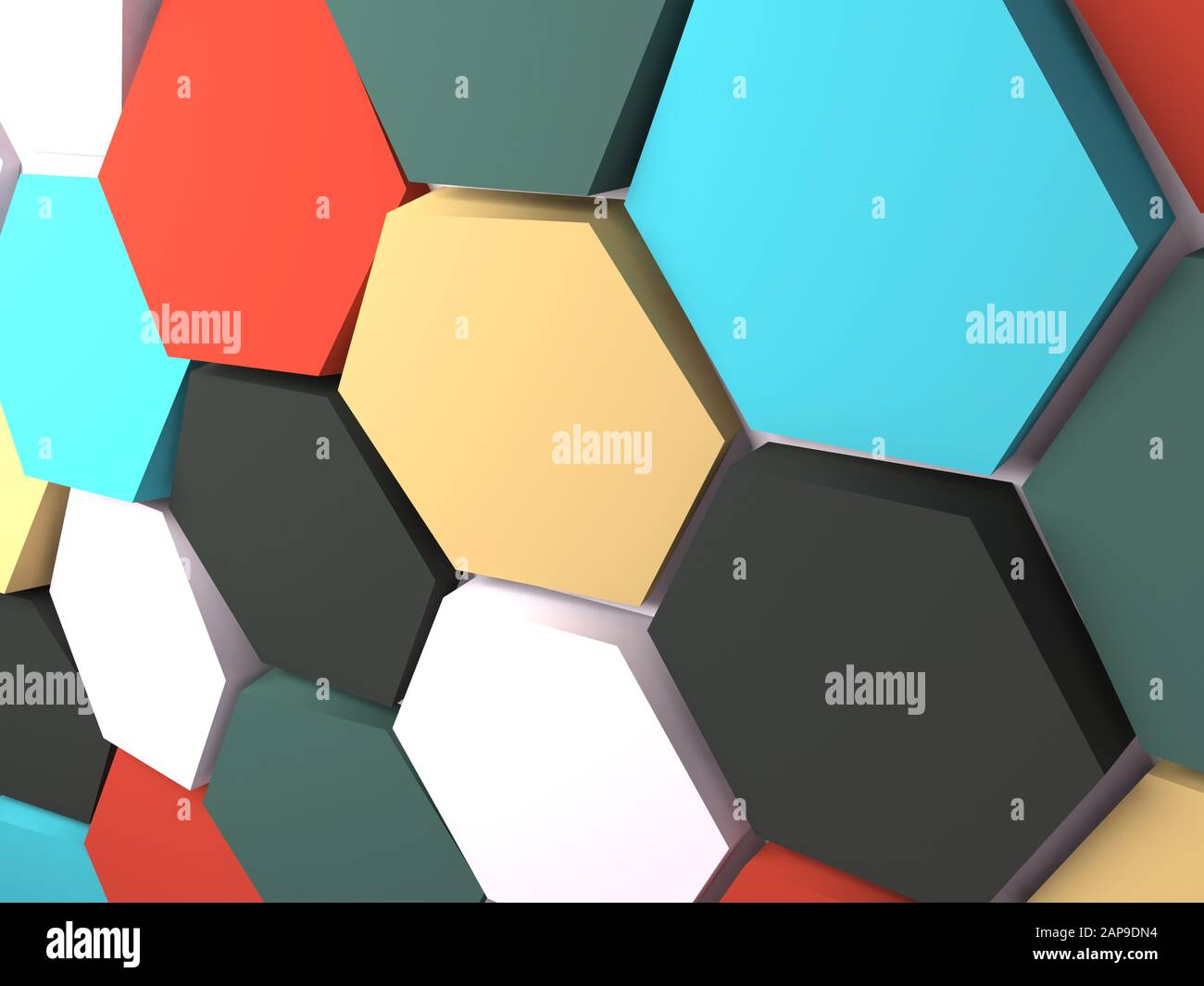 Abstract background with colorful honeycomb pattern, 3d render ...