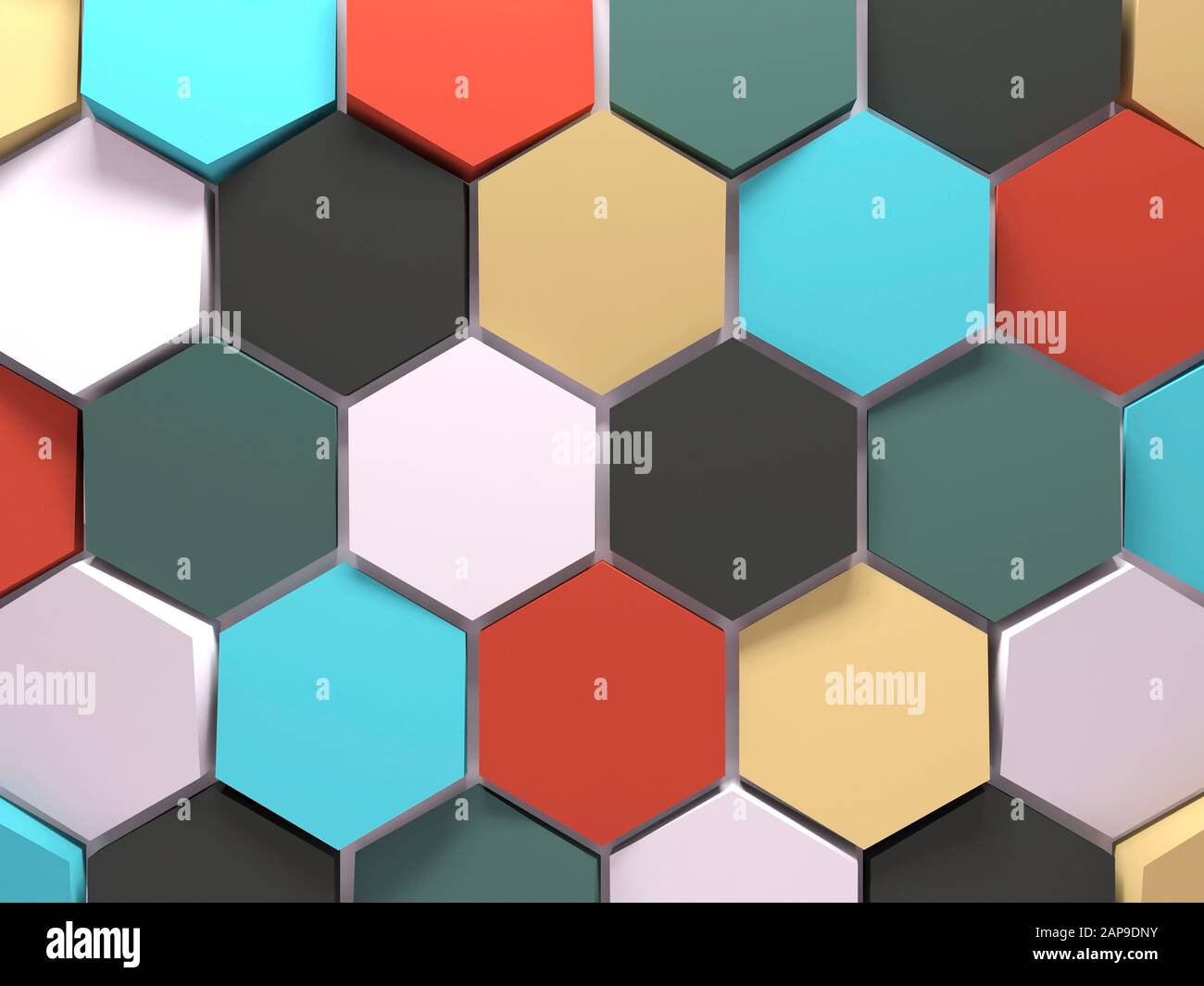 Abstract colorful background pattern with honeycomb blocks, front view ...