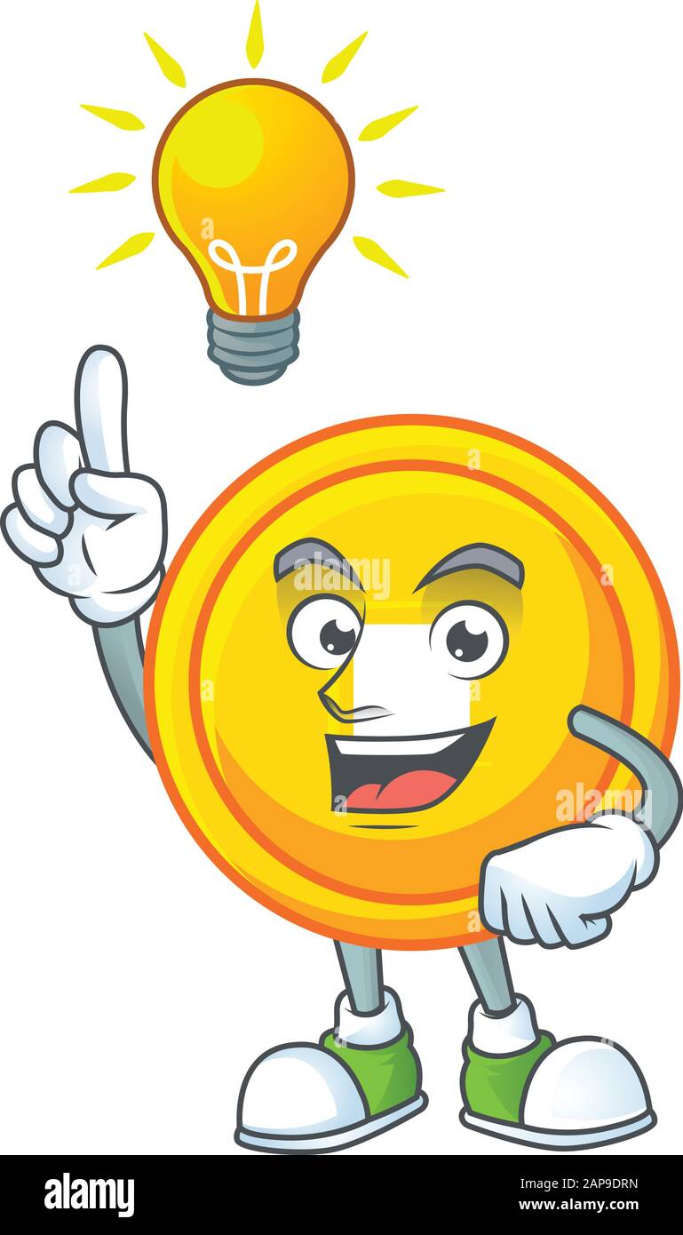 Have an idea gesture of chinese gold coin cartoon character design ...