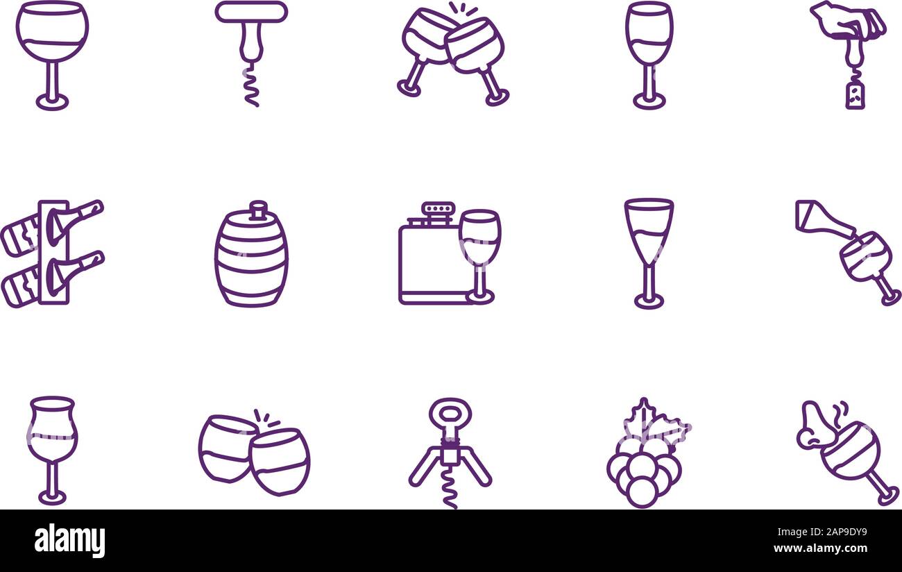Wine icon set design of Winery alcohol drink beverage restaurant ...