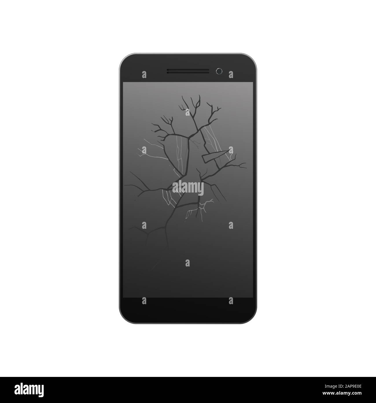 Smartphone glass smashed. Vector illustration. The touch screen is ...