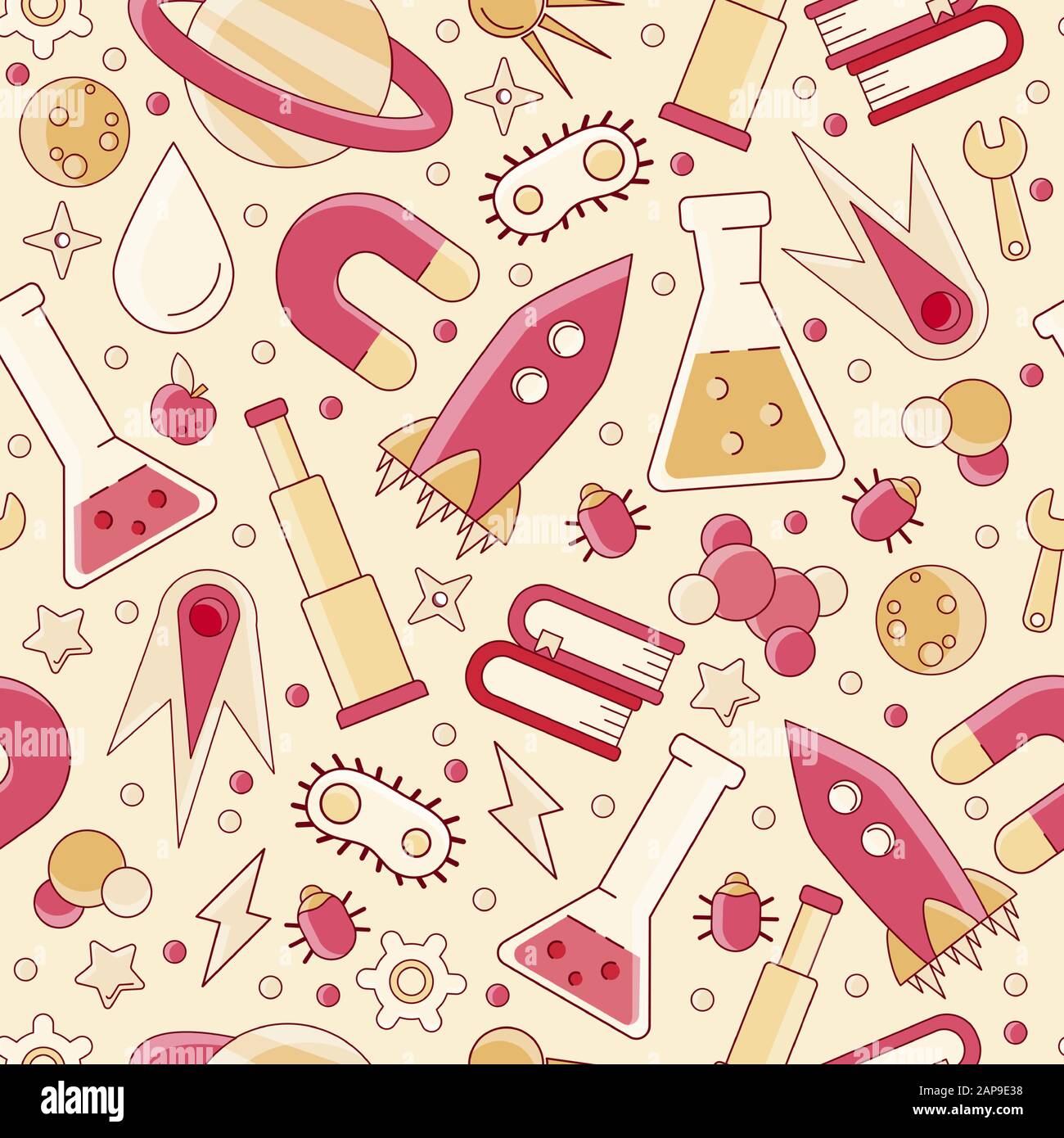 Back to school pattern. Science flat seamless pattern with scientific ...