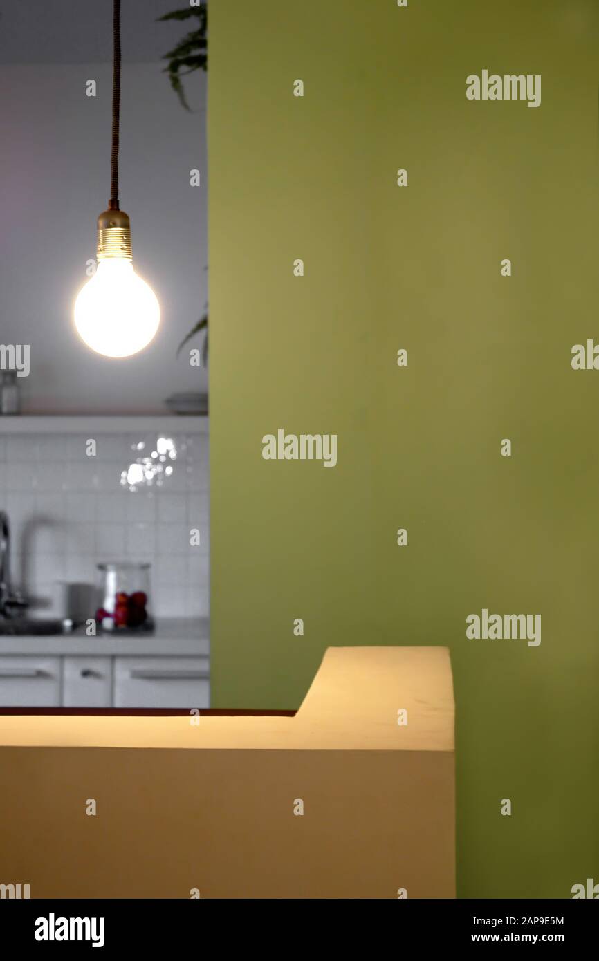 Jerusalem, Israel - 22 January 2020: White kitchen with Carrara Marble ...