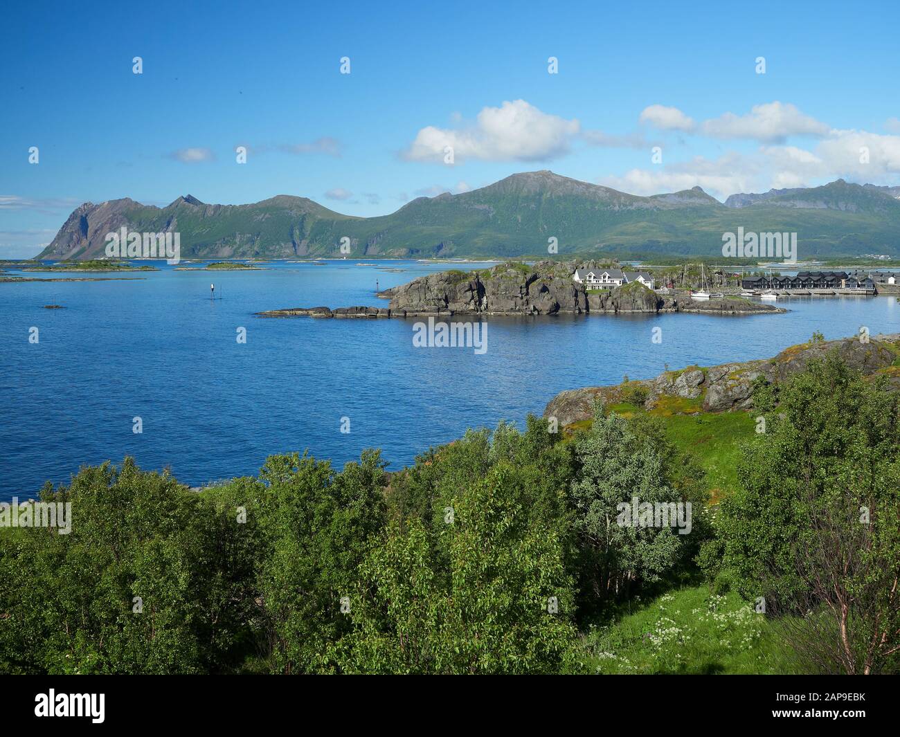 The famous tourist attraction Hamn Village, Senja island, Troms county ...