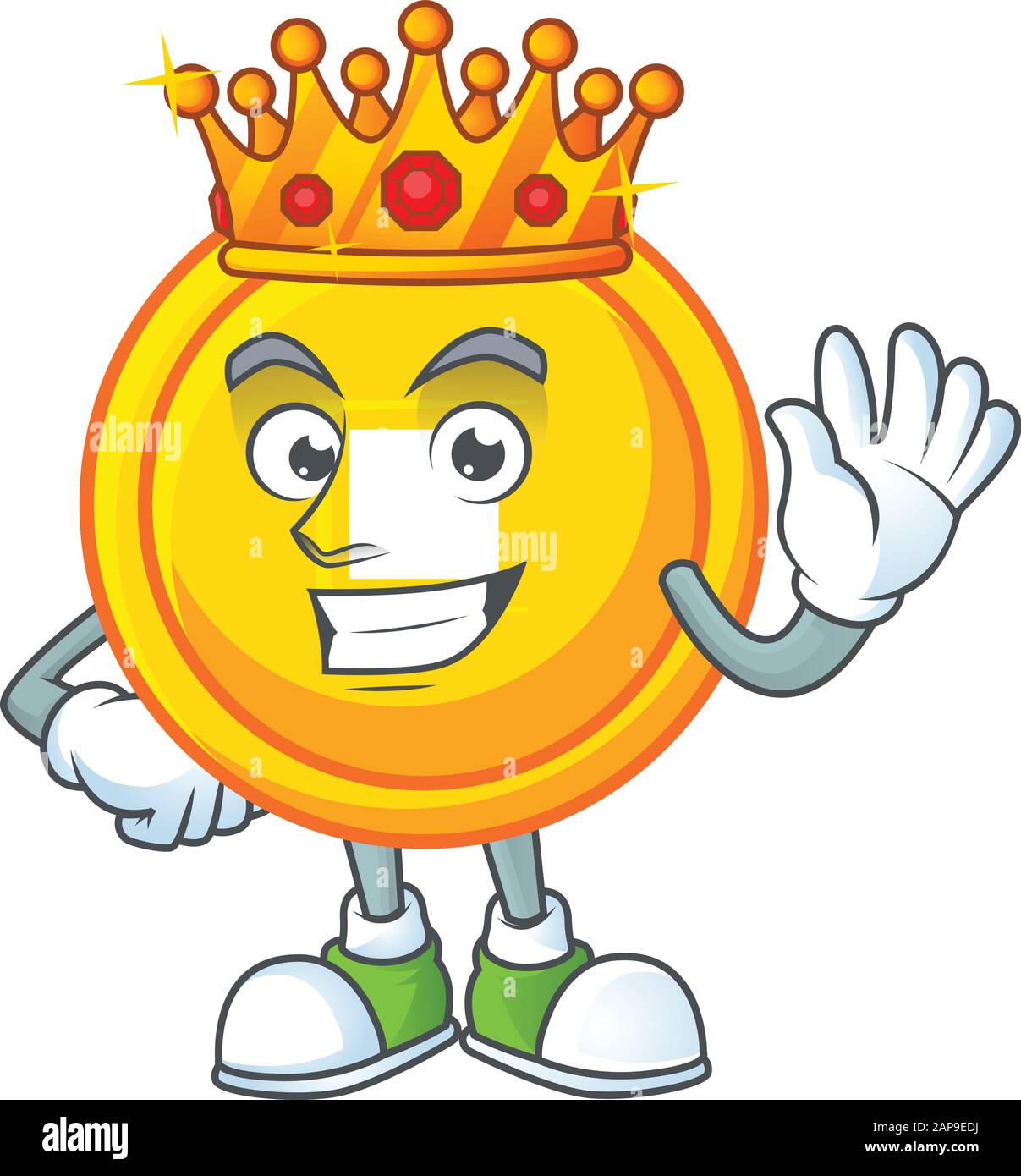 A stunning of chinese gold coin stylized of King on cartoon mascot ...