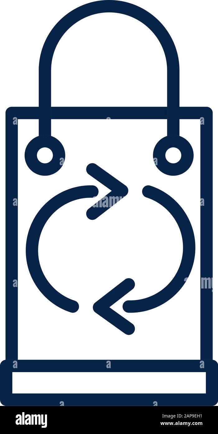 shopping bag recycled material ecology environment icon linear vector ...