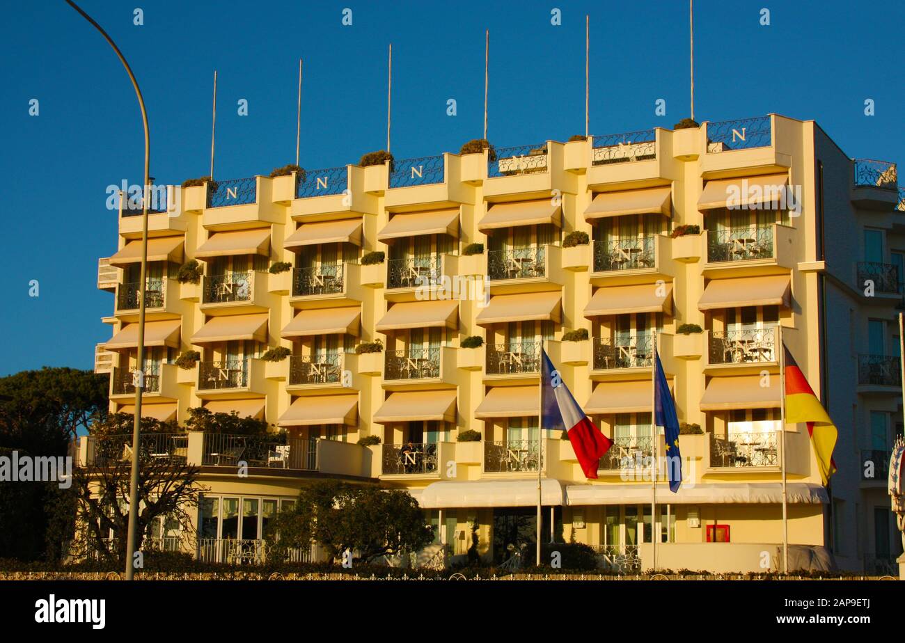 large luxury hotel seen from the main facade for rich and important ...