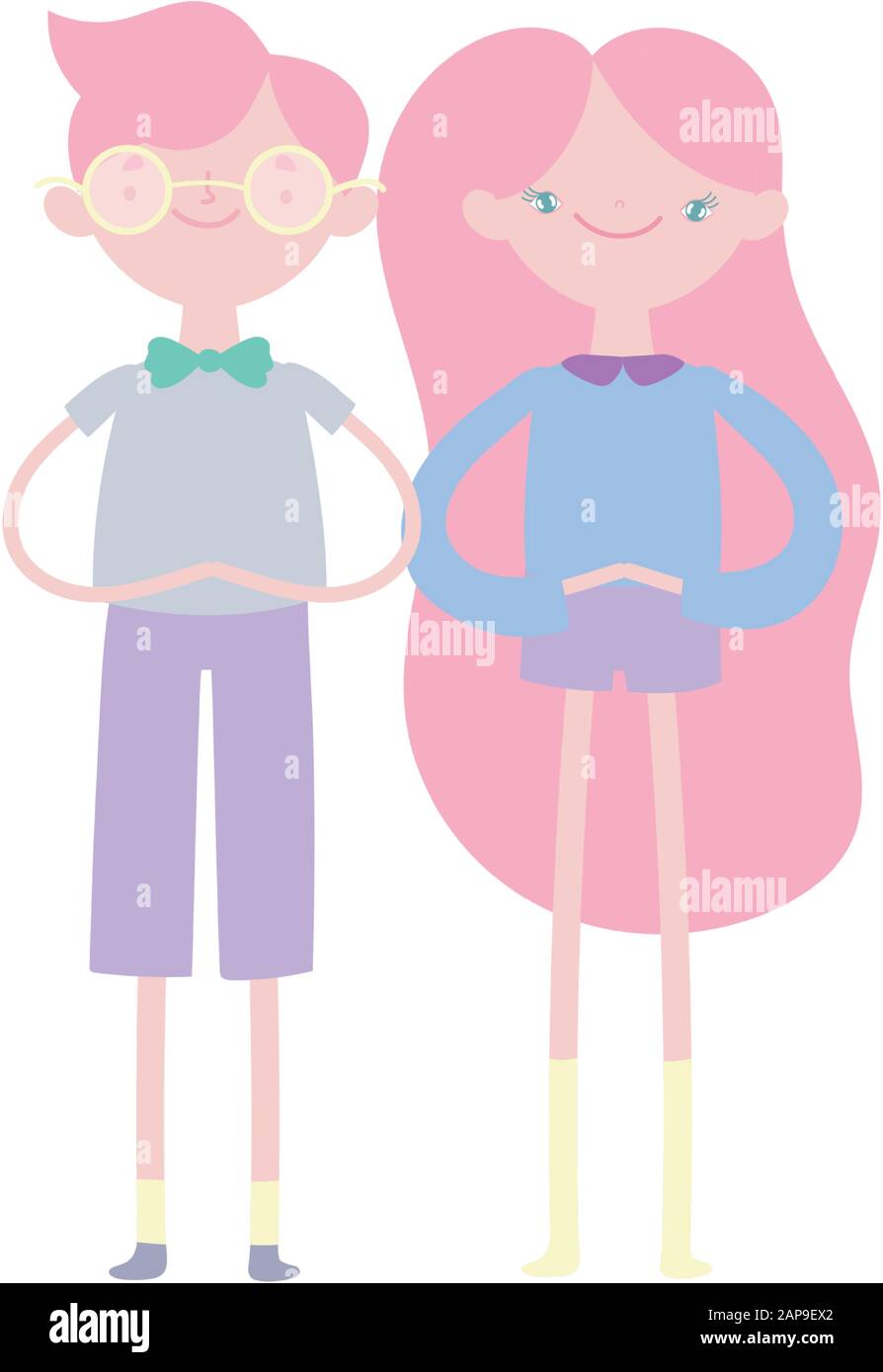 happy valentines day, smiling young couple standing cartoon vector ...
