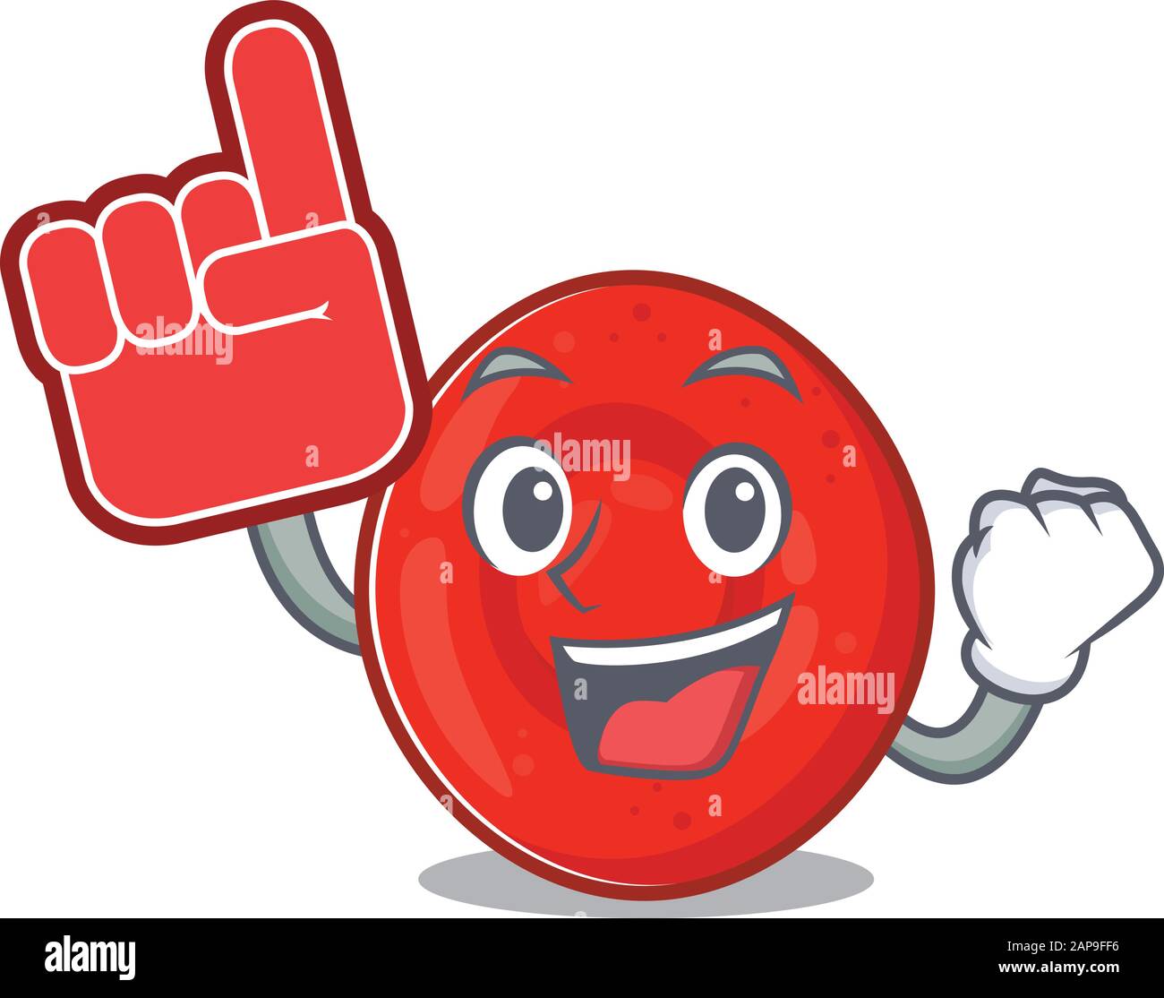 Erythrocyte cell mascot cartoon style holding a Foam finger Stock ...