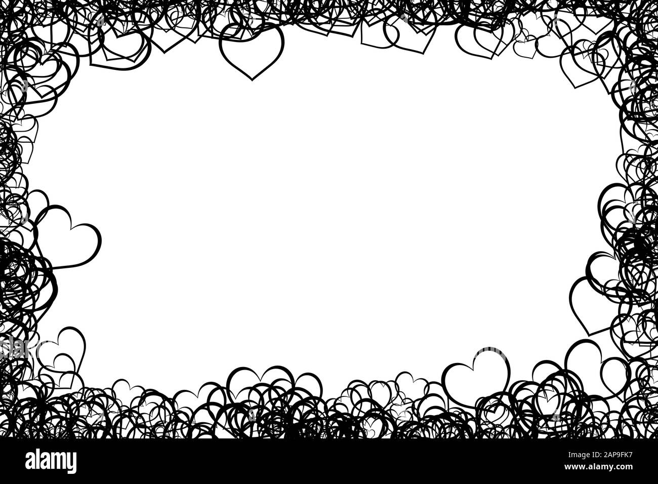 frame of hearts in black and white Stock Photo - Alamy