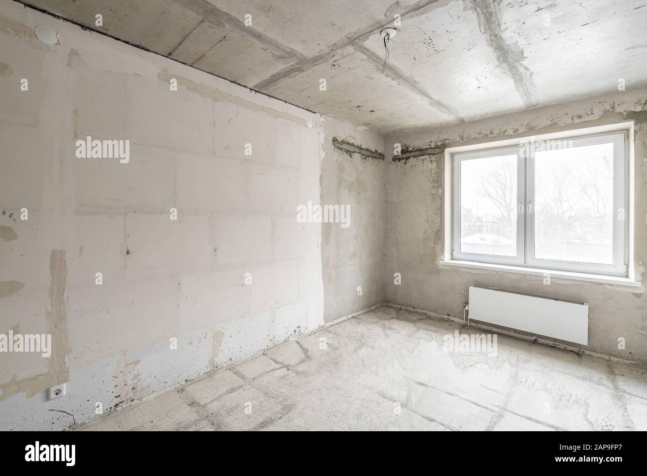 Empty interior for design, gray concrete wall. Empty room. Space for ...