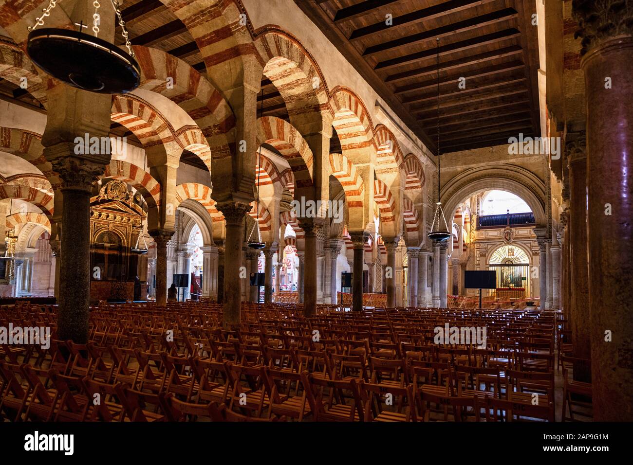 Moorish architecture inside the Mezquita Cathedral or Great Mosque in ...
