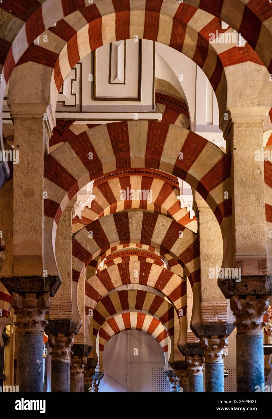 Moorish architecture inside the Mezquita Cathedral or Great Mosque in ...