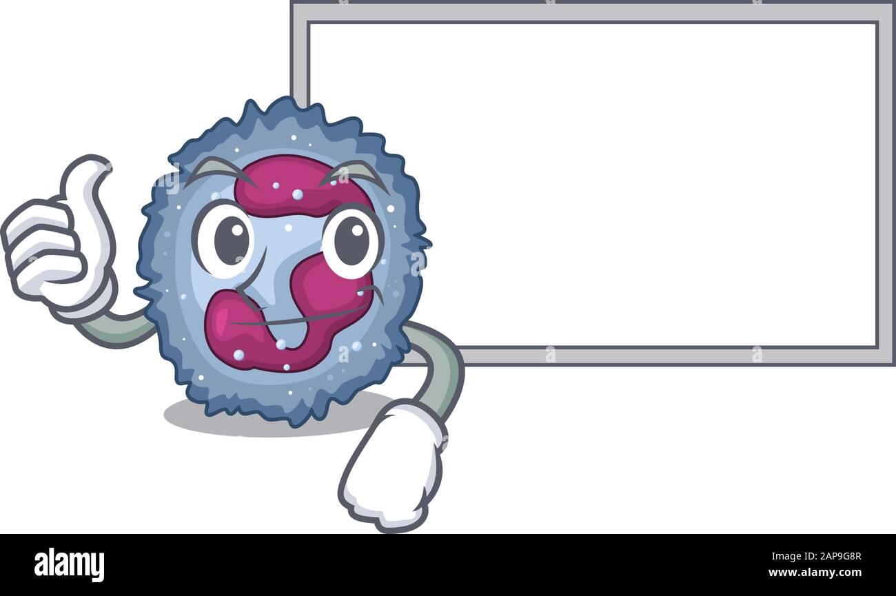Thumbs up of neutrophil cell cartoon design with board Stock Vector ...
