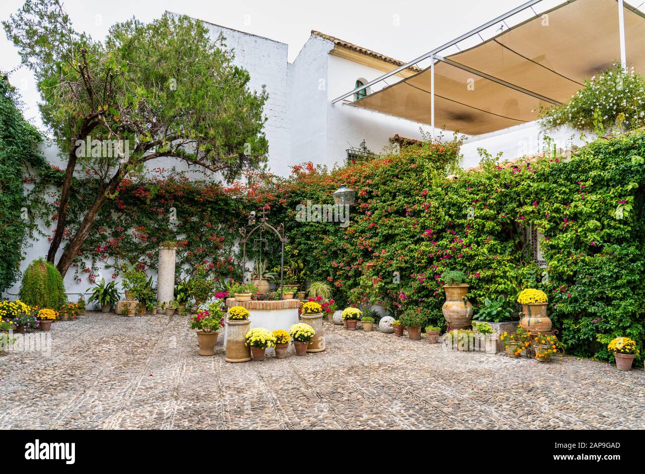 Courtyard garden of Viana Palace in Cordoba, Andalusia, Spain. Built in ...