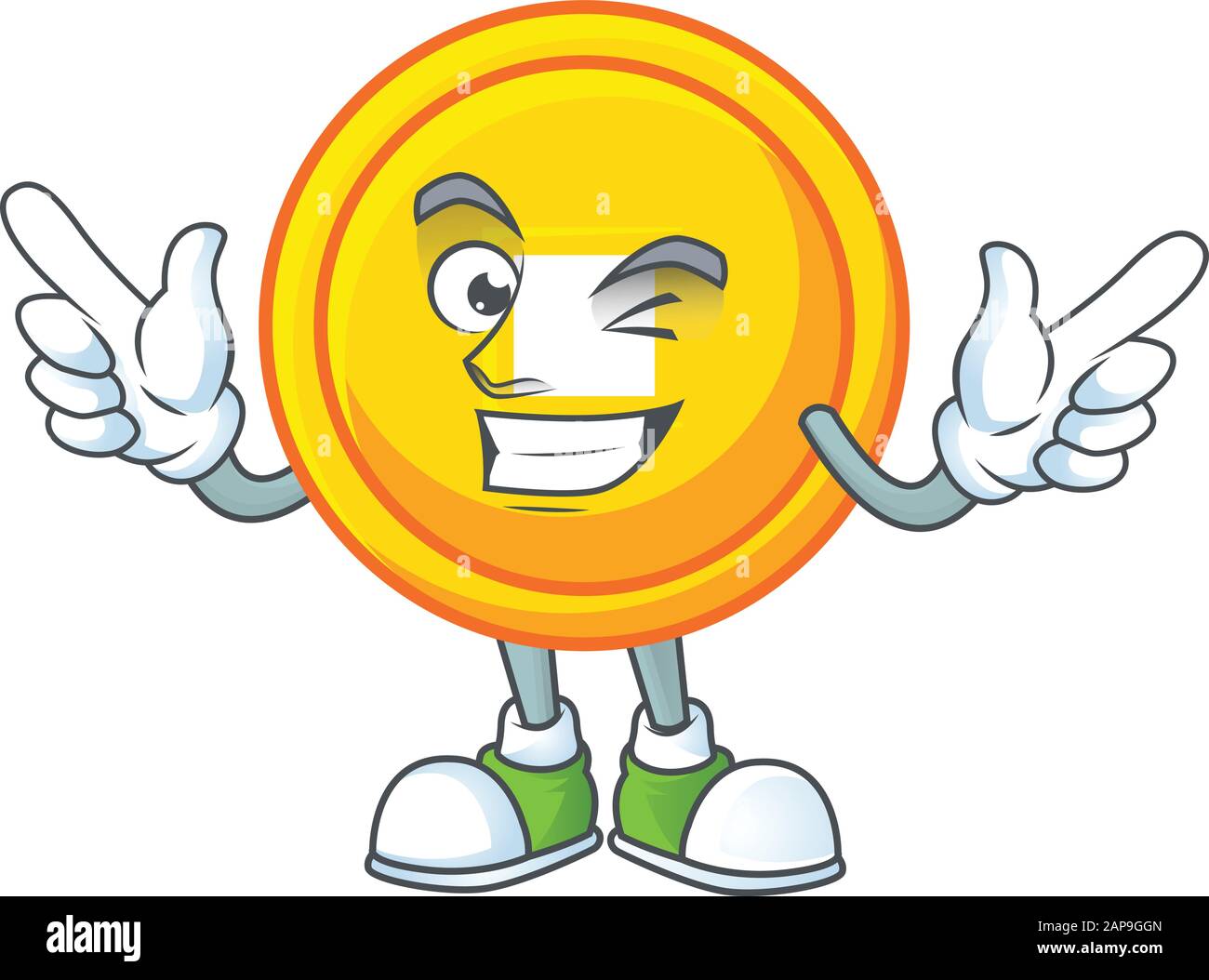 Funny face chinese gold coin cartoon character style with Wink eye ...