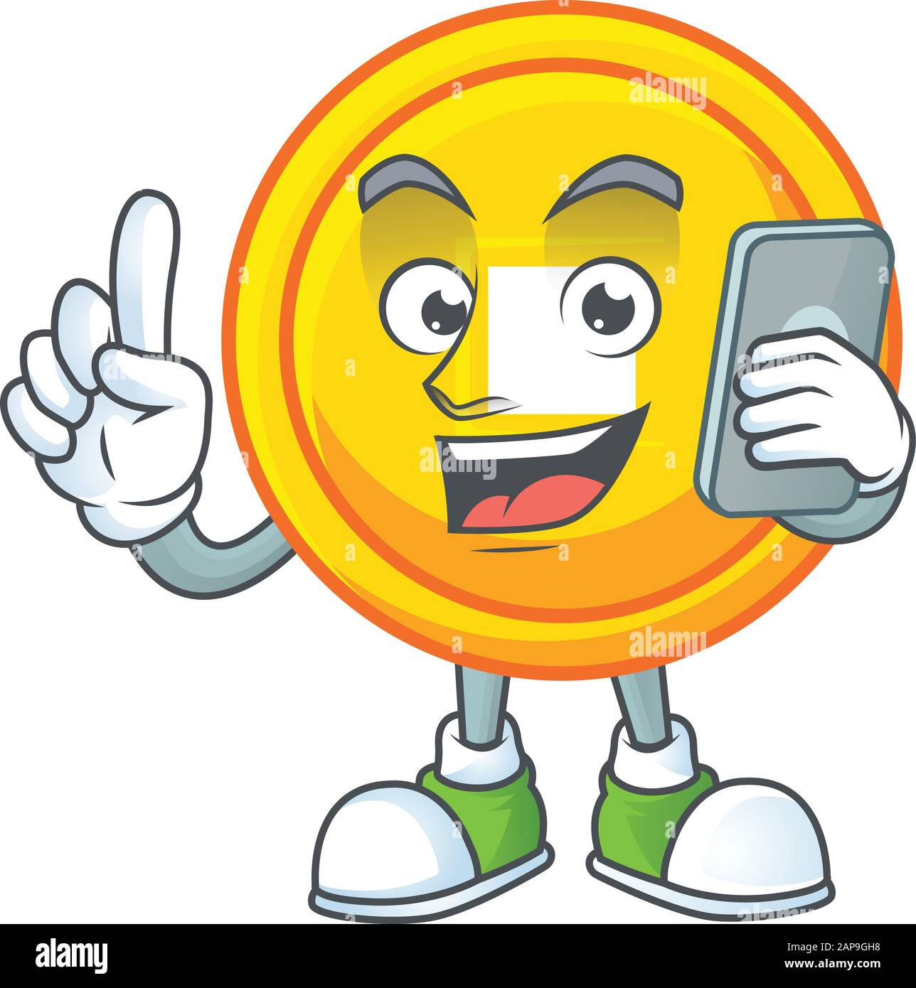 Cute design of chinese gold coin speaking on the phone Stock Vector ...