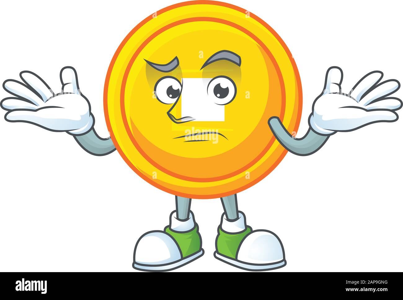 Super Funny Grinning chinese gold coin mascot cartoon style Stock ...