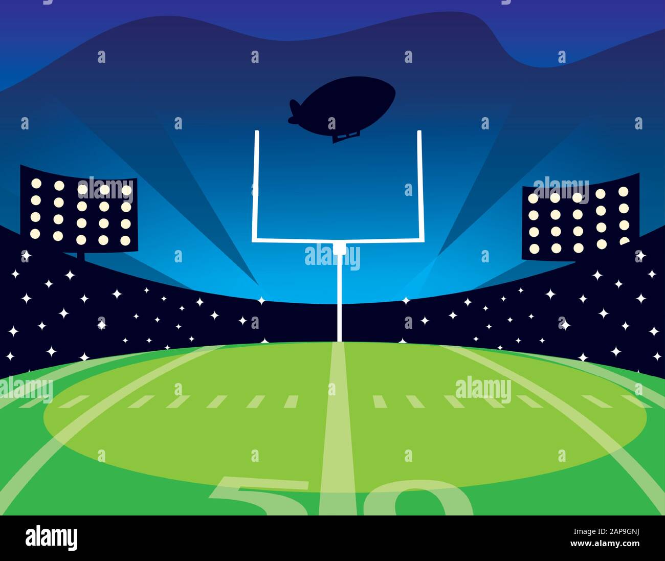american football field with bright lights vector illustration design ...