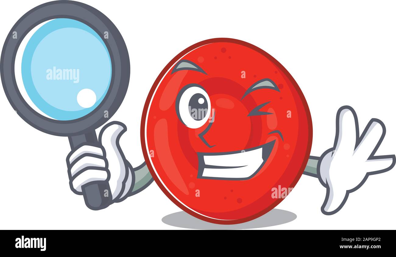 Cool and Smart erythrocyte cell Detective cartoon mascot style Stock ...