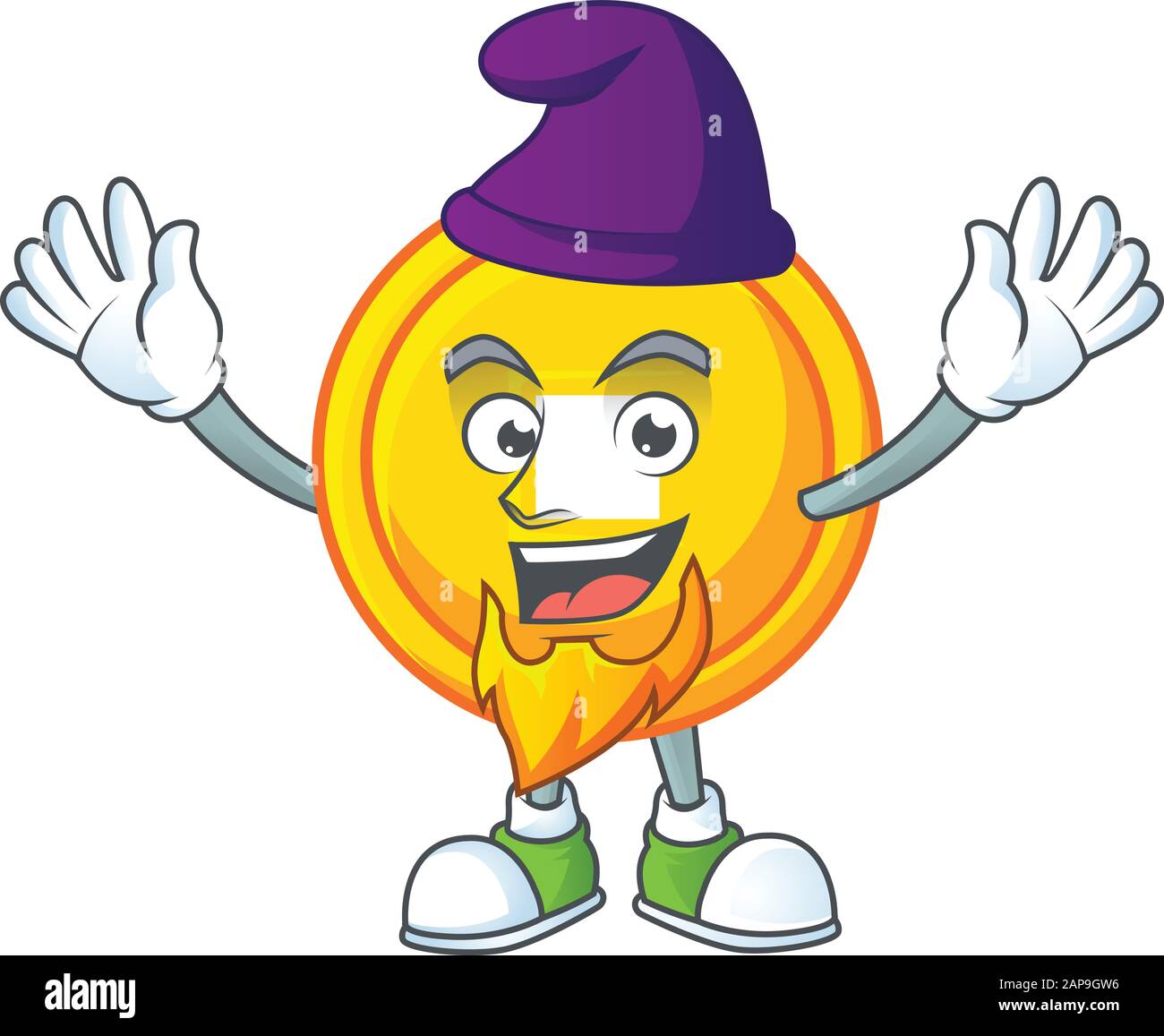 Cute chinese gold coin mascot cartoon dressed as an Elf Stock Vector ...