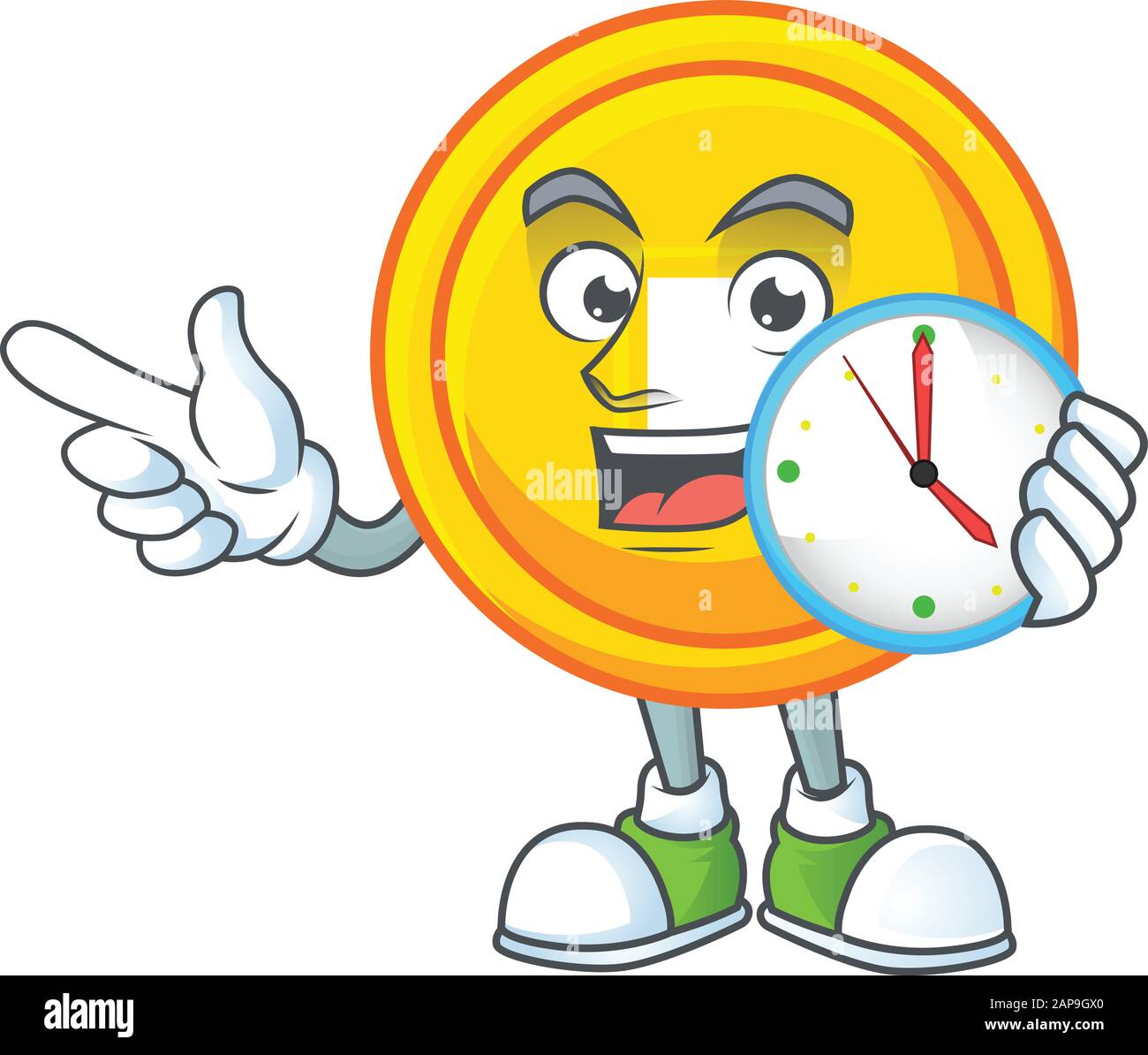 cartoon character style chinese gold coin having clock Stock Vector ...