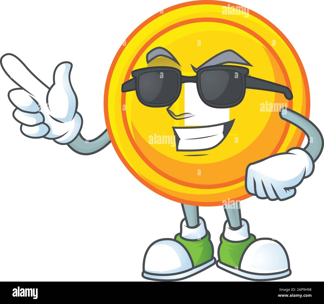 Super cool chinese gold coin character wearing black glasses Stock ...
