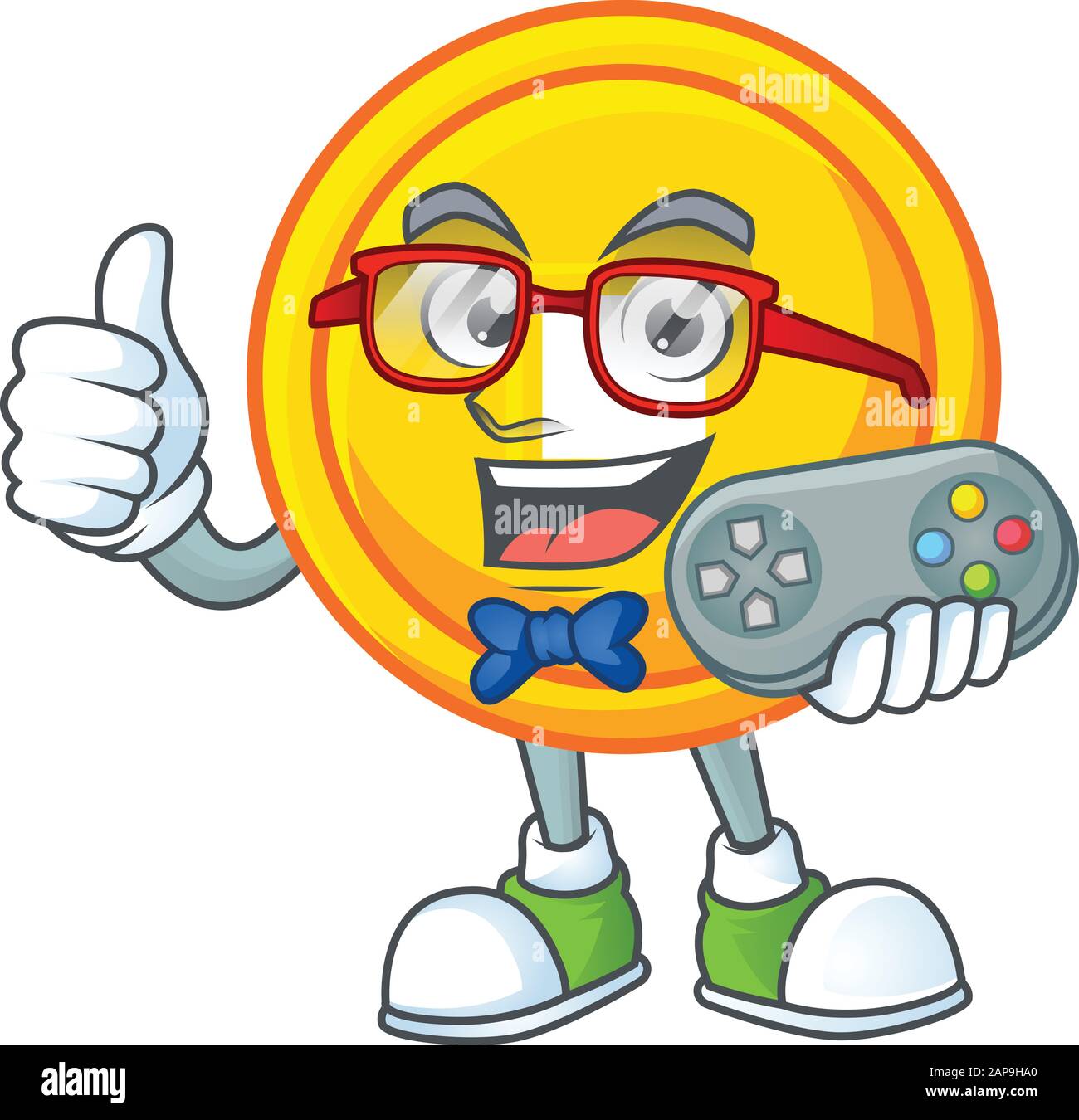 Smiley gamer chinese gold coin cartoon mascot style Stock Vector Image ...