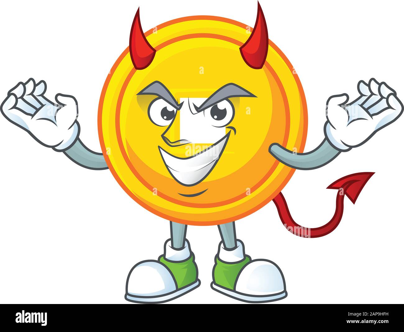 Devil chinese gold coin Cartoon character design Stock Vector Image ...