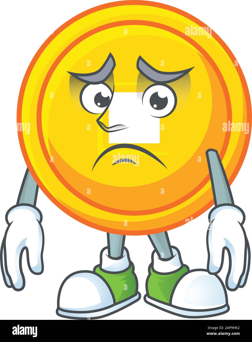 A picture of chinese gold coin showing afraid look face Stock Vector ...