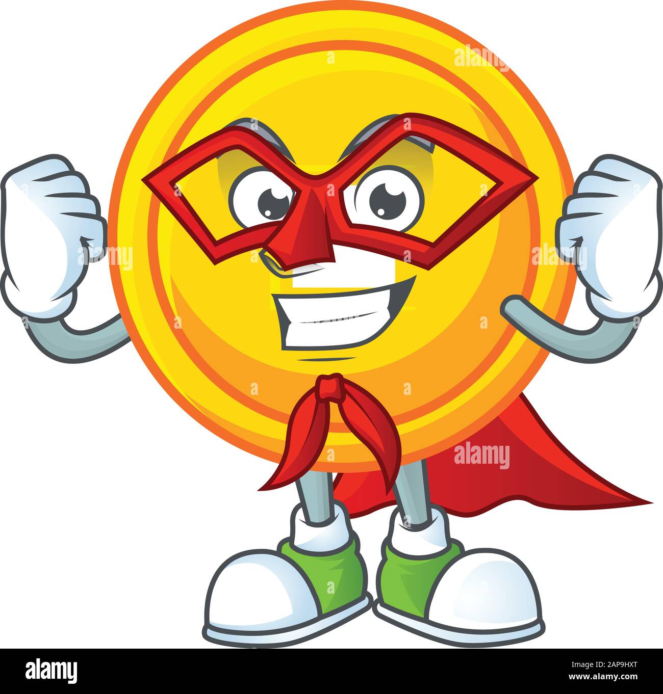 Smiley mascot of chinese gold coin dressed as a Super hero Stock Vector ...