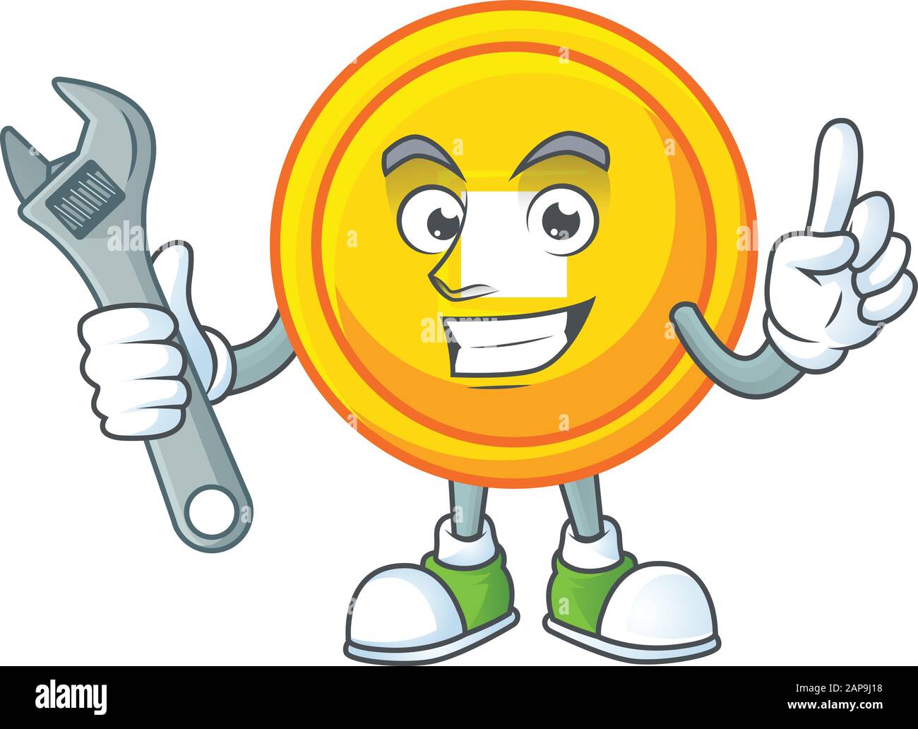 Smart Mechanic chinese gold coin cartoon character design Stock Vector ...