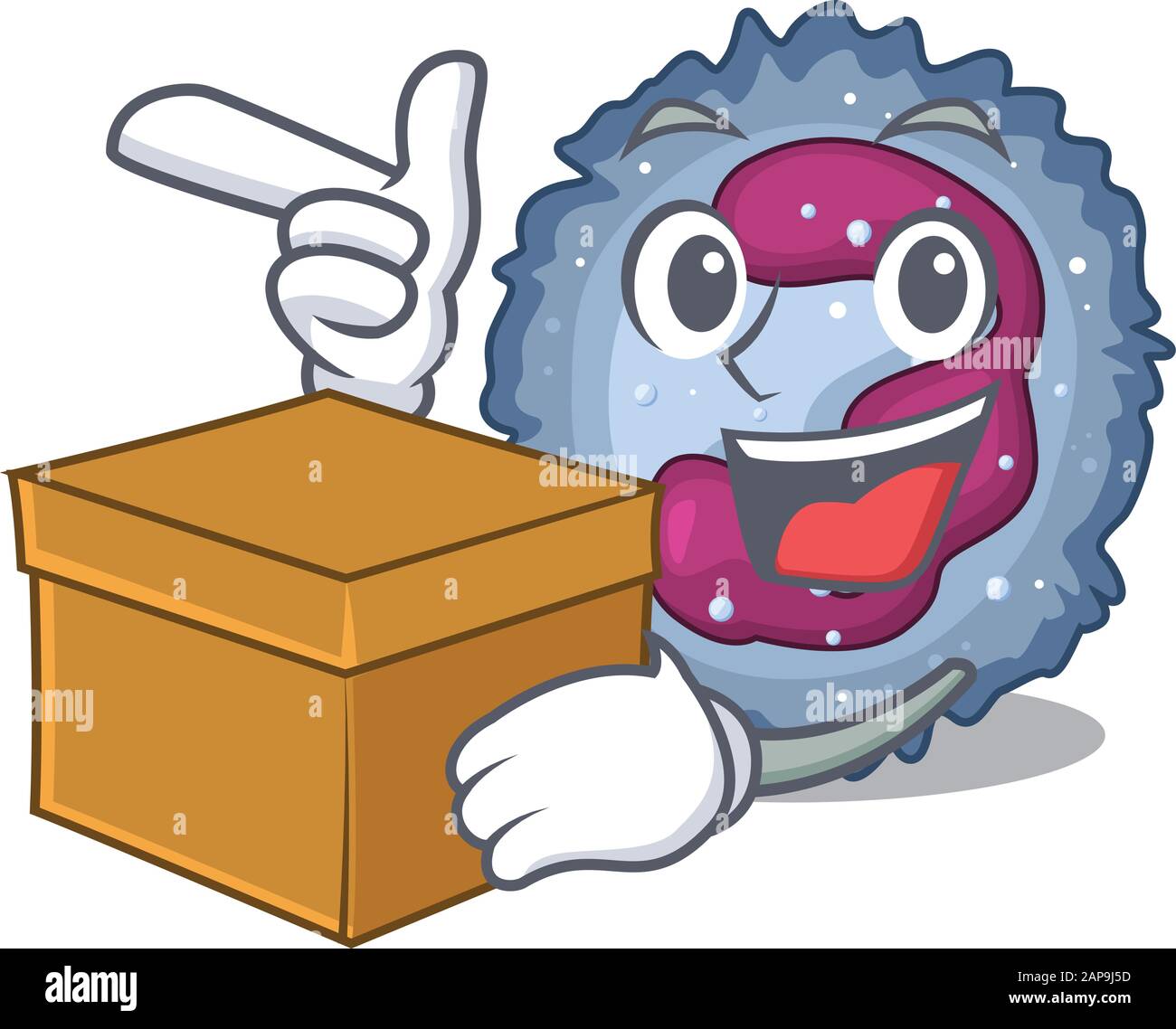 Cute neutrophil cell cartoon character having a box Stock Vector Image ...