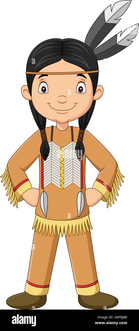 Cartoon native american indian girl on white background Stock Vector ...